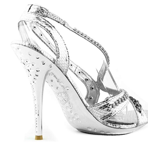 Shoes | Dazzling Silver Open Toe High Heel Shoes | Poshmark